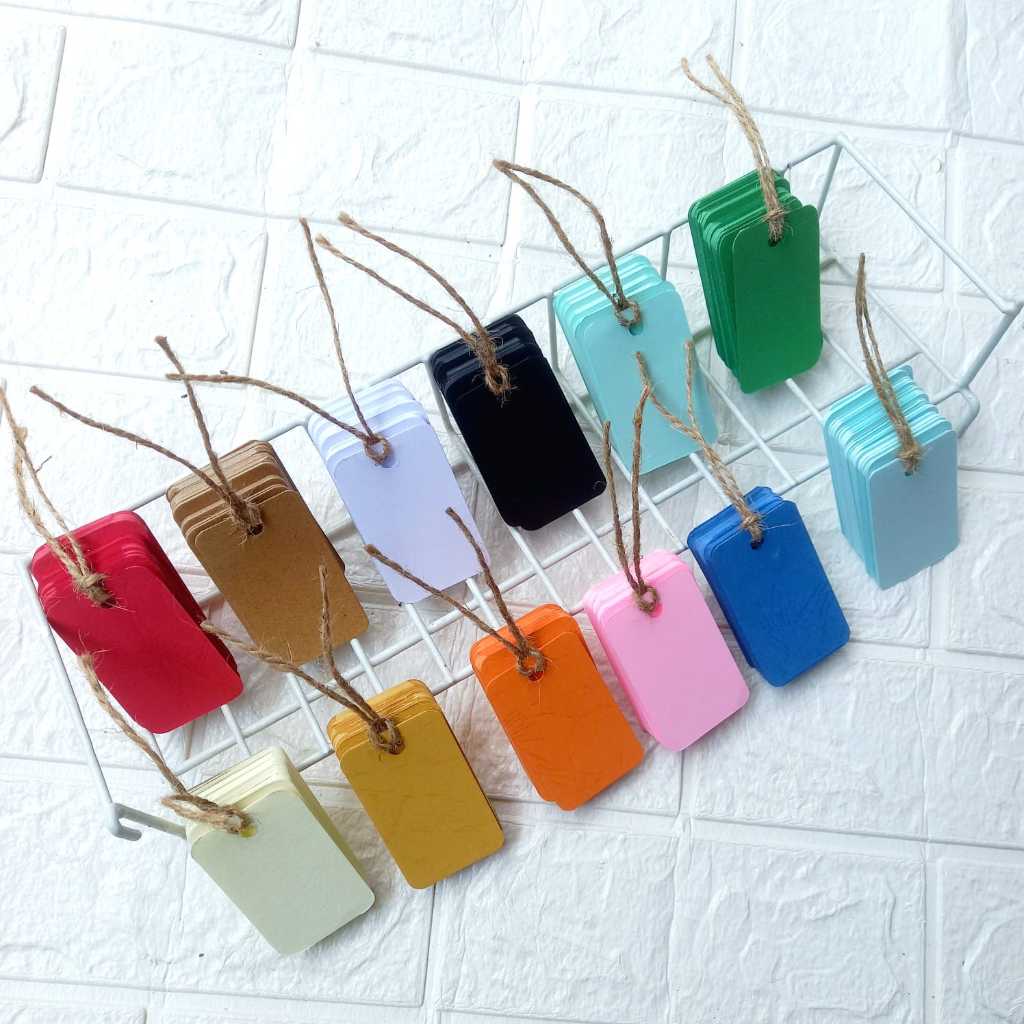 Jual 50Pcs Hang Tag Label Polos Warna Hangtag Baju Free Tali Rami 10mtr ...