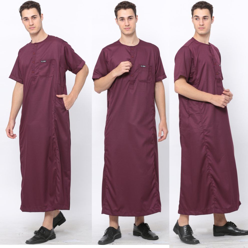 Jual Jubah Pria Slim Fit Dewasa Gamis Cowok Lengan Pendek Harian Katun ...
