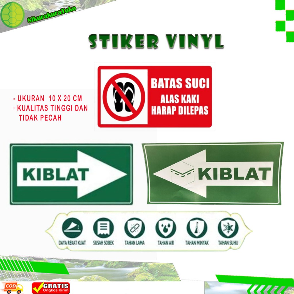 Jual (SKR) Stiker Vinyl Penunjuk Kiblat Sholat sticker batas suci ...
