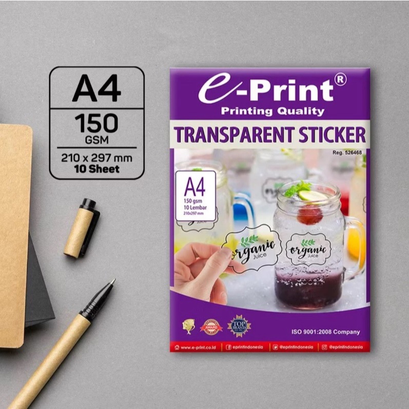 Jual KERTAS STICKER E-PRINT TRANSPARANT A4 150 GSM | Shopee Indonesia