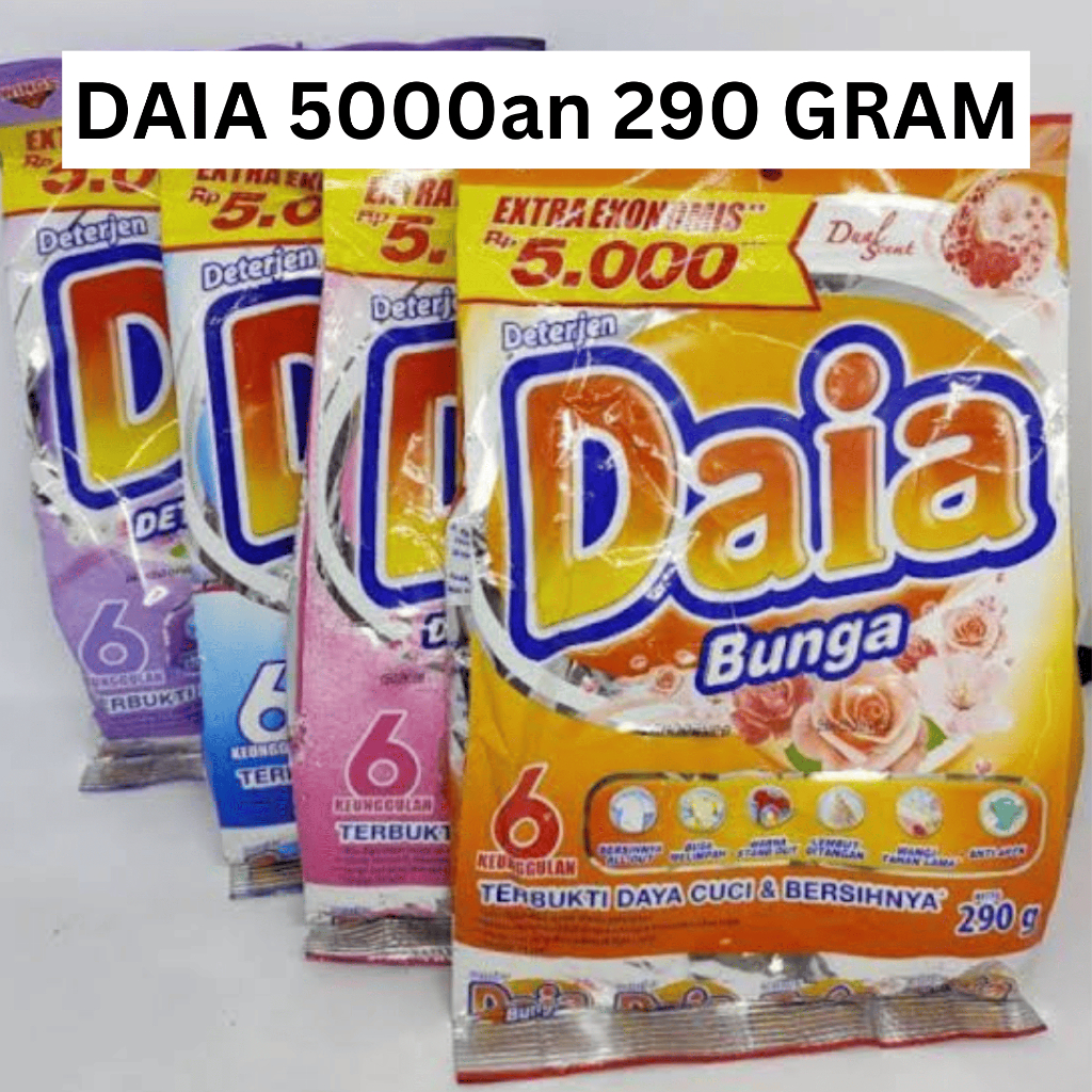Jual DETERJEN BUBUK DAIA BUNGA HEMAT 5000AN 250 GRAM ECERAN POWDER ...