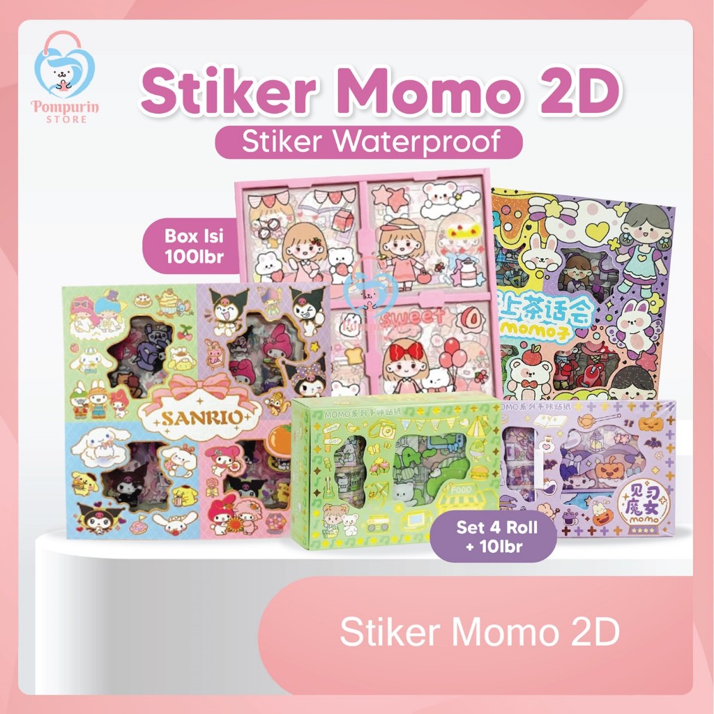 Jual Stiker Momo Sanrio 2D Isi 100 lembar / Roll 4 roll + 10 lembar ...