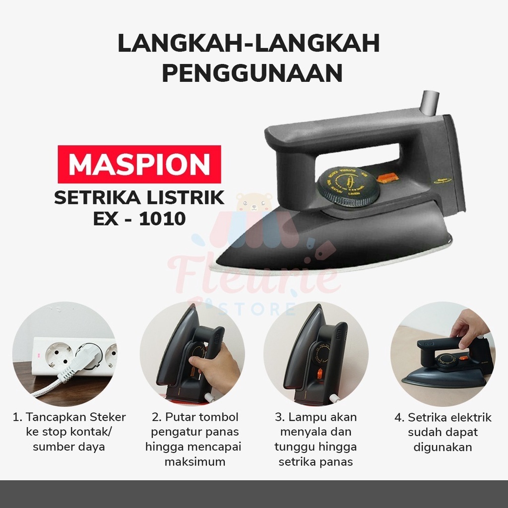 Jual Setrika Listrik MASPION EX1010 BB Lapisan Non Stick Anti Lengket ...
