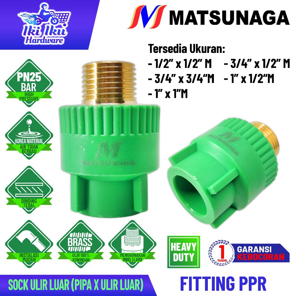 Jual Matsunaga Sambungan Sock PPR - Pipa x Ulir Luar | Shopee Indonesia