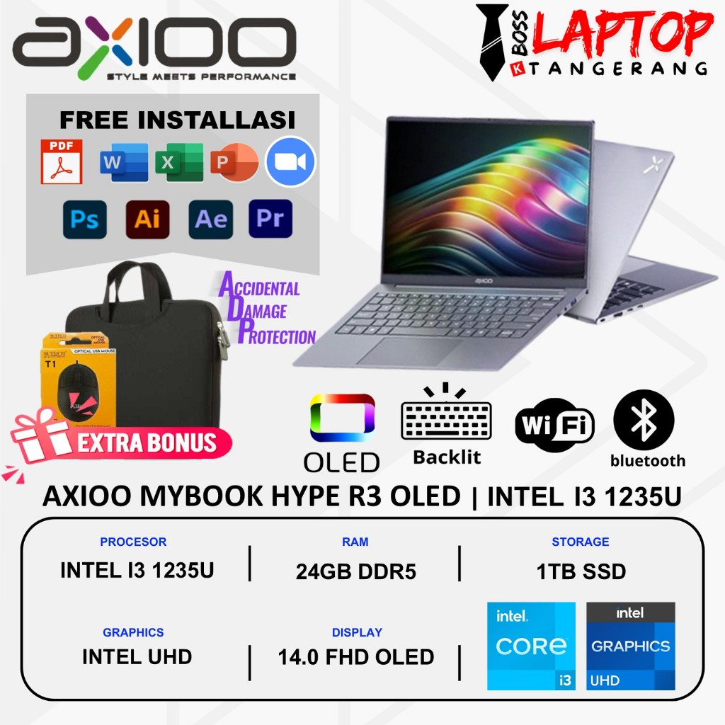 Jual Laptop Axioo Hype R3 Oled Iintel I3 1215U Ram 24GB 1TB Ssd Layar ...