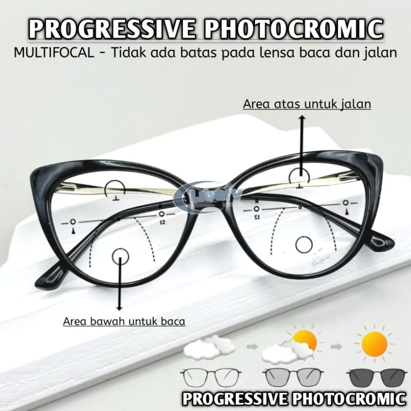 Jual Kacamata Plus baca dan jalan progresif Photocromic Wanita cat eye ...