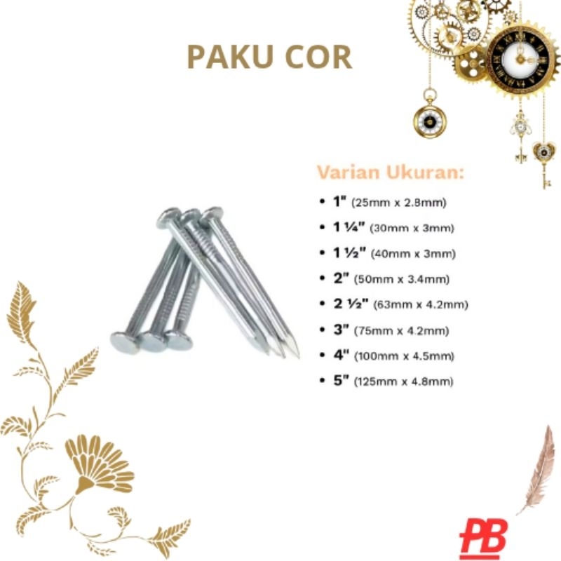 Jual Paku beton/Paku Cor putih 250gram 1" 1½" 1¼" 2" 2½" 3" 4" 5 ...