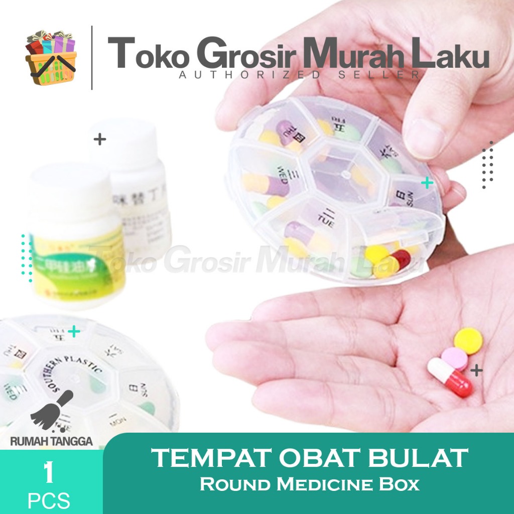 Jual Kotak Obat Model Bulat/Kotak Penyimpanan Obat Dengan 7 Sekat ...