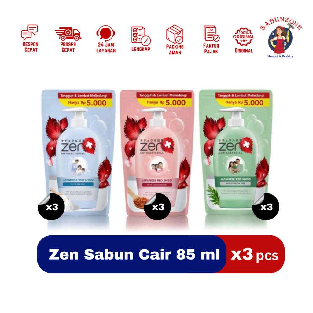 Jual Paket Murah Sabun Cair Zen Japanese Red Shiso Pure Tea Tree / Sea ...