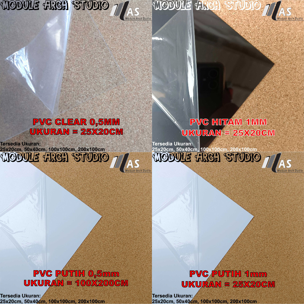 Jual PVC Sheet Glossy 25x20cm - PVC Clear - PVC Putih - PVC Hitam ...