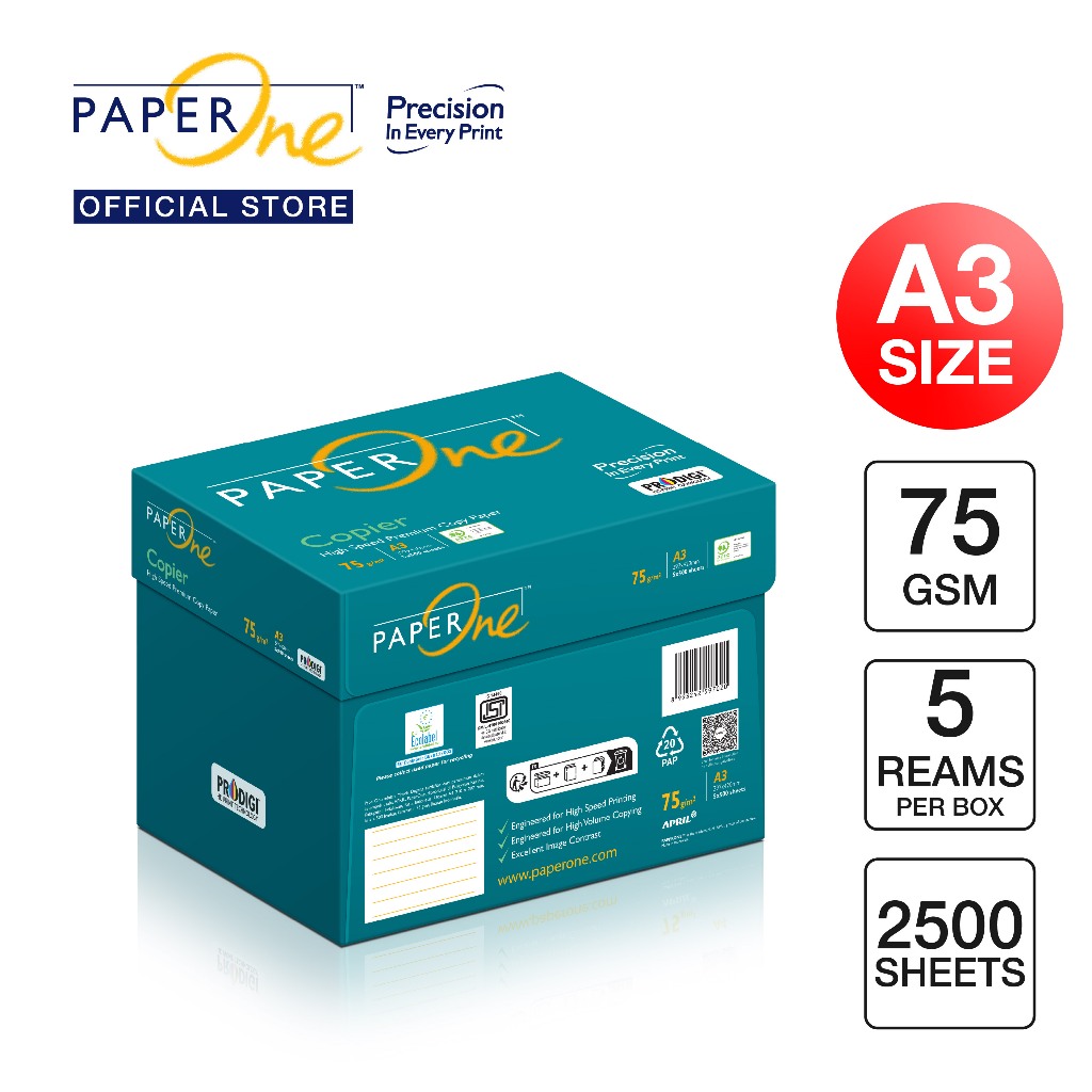 Jual PaperOne Kertas A3 75gr Copier 1 Box (2500 lembar) Kertas HVS A3 ...
