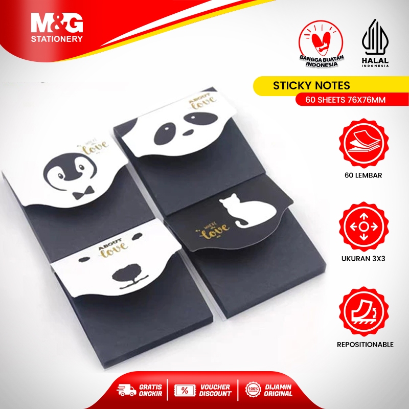 Jual M&G 3x3 HITAM Color Sticky Notes 60 sheets 76x76mm DAN Neon Gel ...