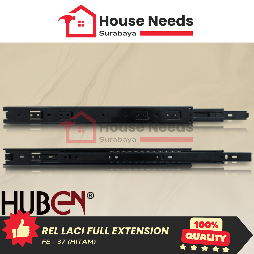 Jual (1 PASANG) Rel Laci Double Track HUBEN FE 37mm Ball Bearring Full ...