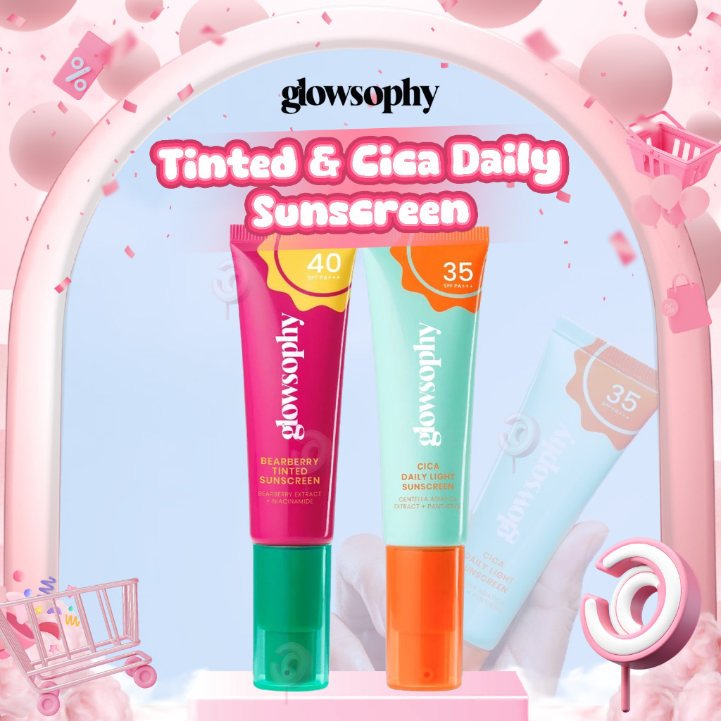 Jual GLOWSOPHY - SUNSCREEN ( 30 ml ) - Sunscreen Wajah Bearberry Tinted Cica Daily Light SPF 35 ...
