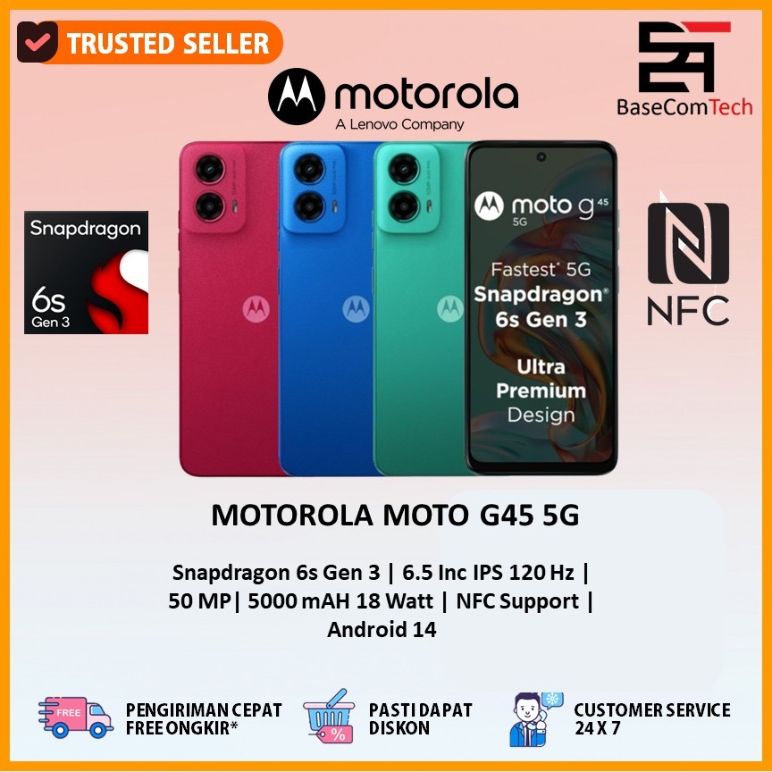 Jual MOTOROLA MOTO G45 5G | 8GB/256 GB | Snapdragon 6s Gen 3 | 50 MP ...