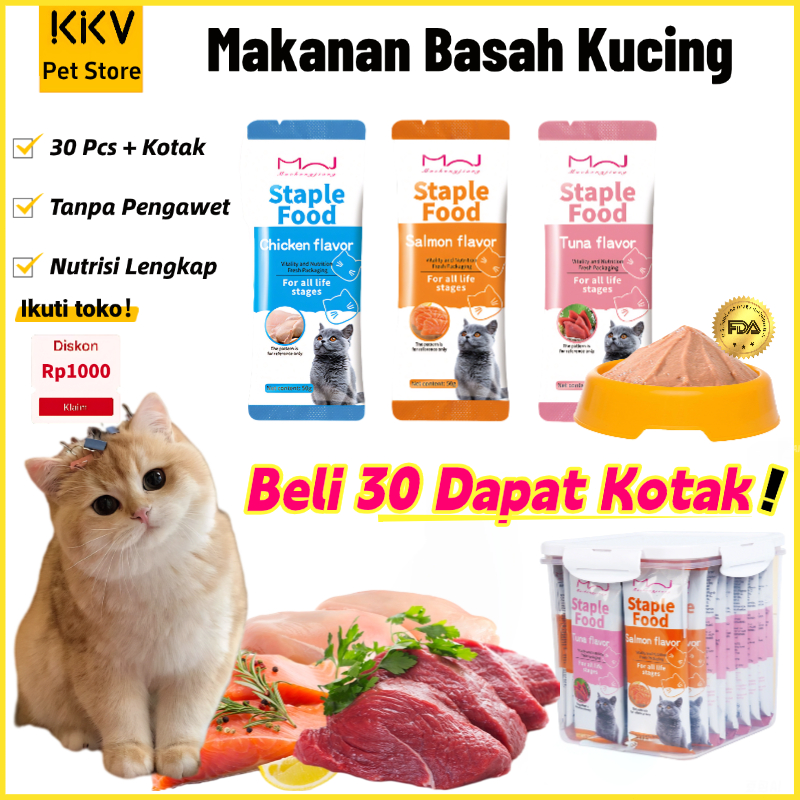 Jual Makanan Basah Kucing 3 Rasa Tuna/Salmon/Ayam Halal Certified ...