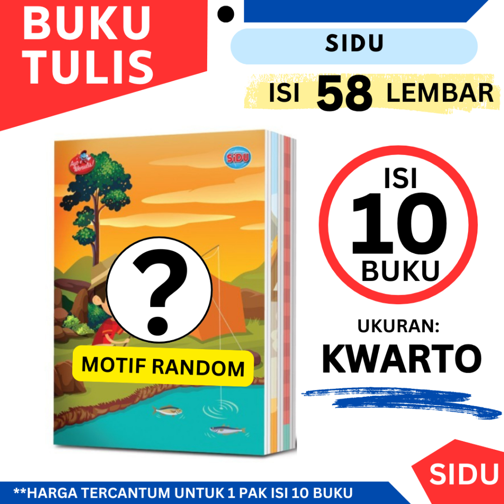 Jual BUKU TULIS SIDU / SINAR DUNIA 58 LEMBAR ukuran KUARTO A5 (1 pak ...