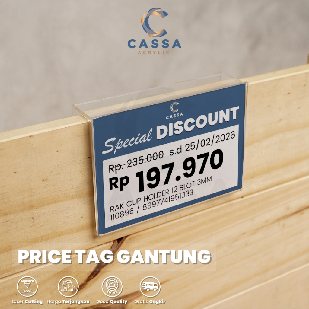 Jual PRICE TAG GANTUNG / TAG HARGA DISPLAY AKRILIK / LABEL HARGA ...