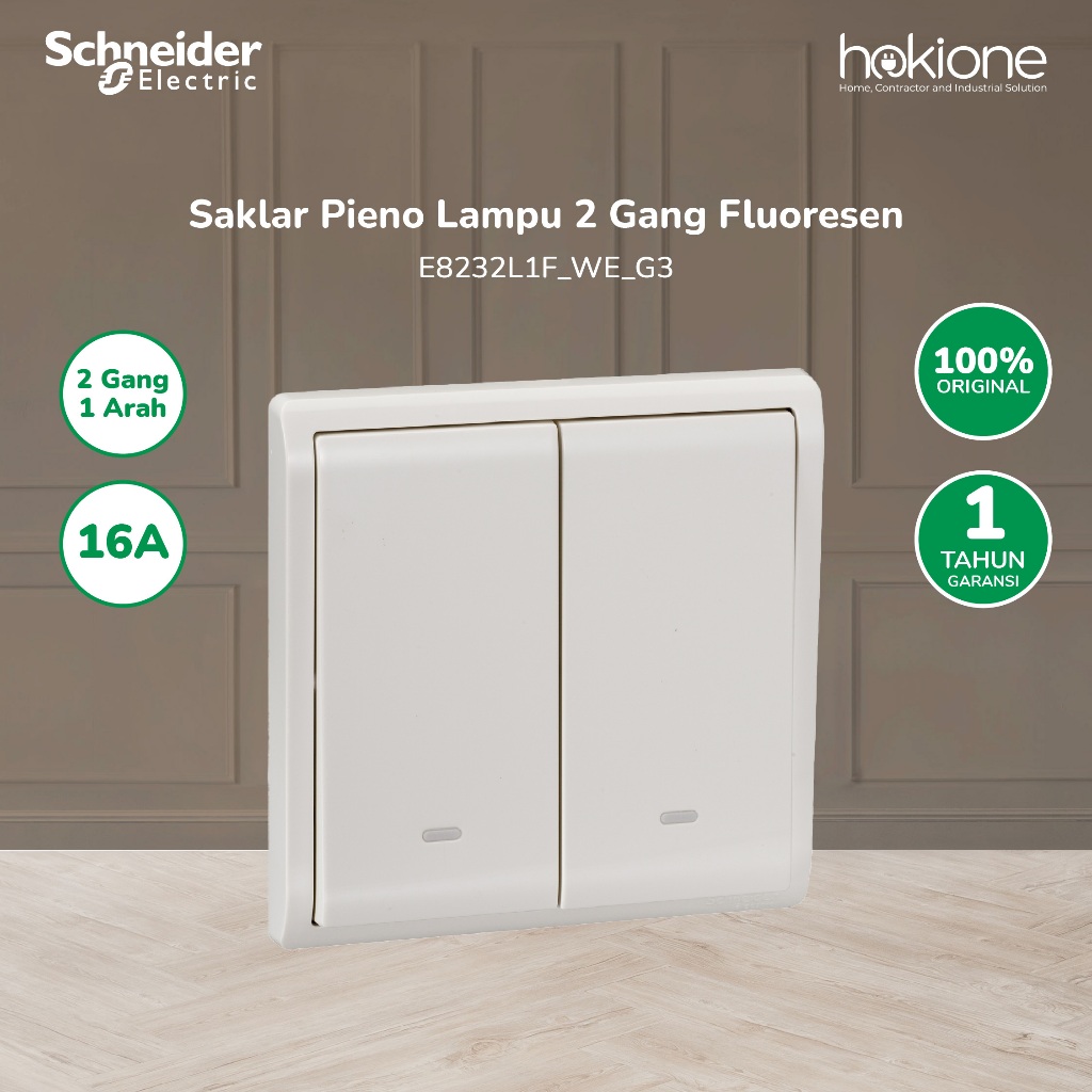 Jual Schneider Electric Saklar Lampu 2 Gang Fluoresen Pieno - E8232L1F ...