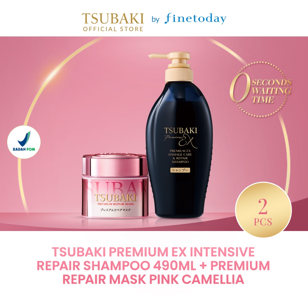 Jual Tsubaki Premium Ex Intensive Repair Shampoo 450ml + Premium Repair Mask Pink Camellia ...
