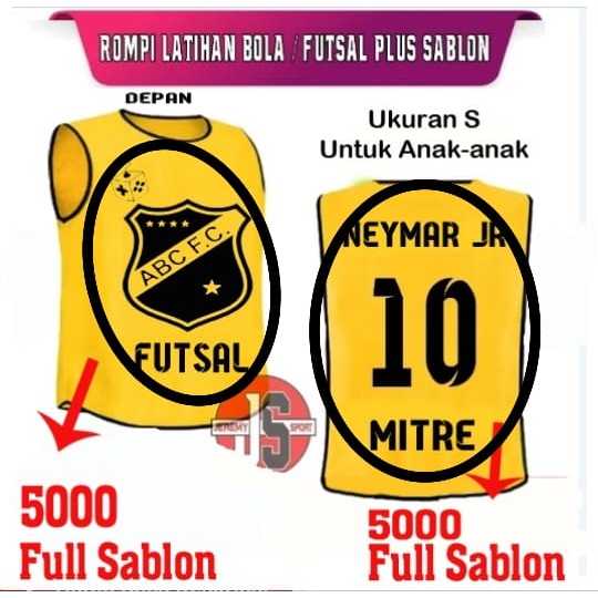 Jual Rompi Bola - Rompi Futsal UK S Plus Custom Sablon 1 Warna Ukuran ...