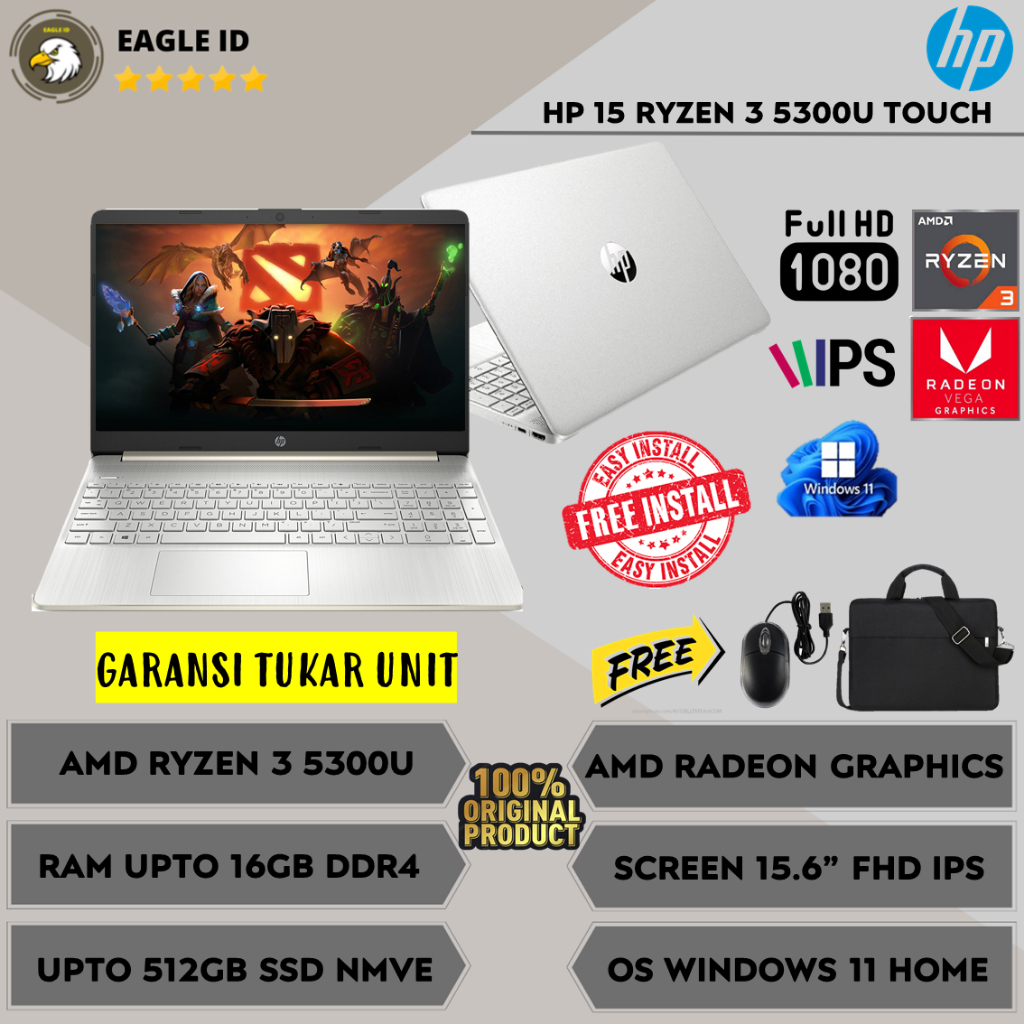 Jual Laptop HP AMD RYZEN 3 5300U RAM 16GB 512GB SSD RADEON GRAPHICS ...