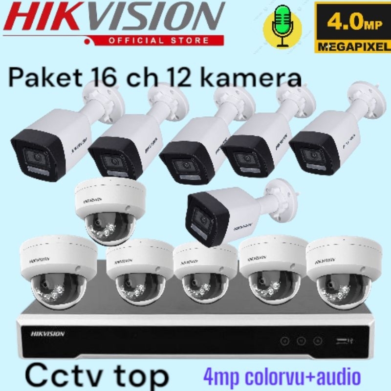 Jual PAKET IP KAMERA HIKVISION POE 16 CH 12 KAMERA 4MP COLORVU AUDIO GARANSI RESMI | Shopee ...