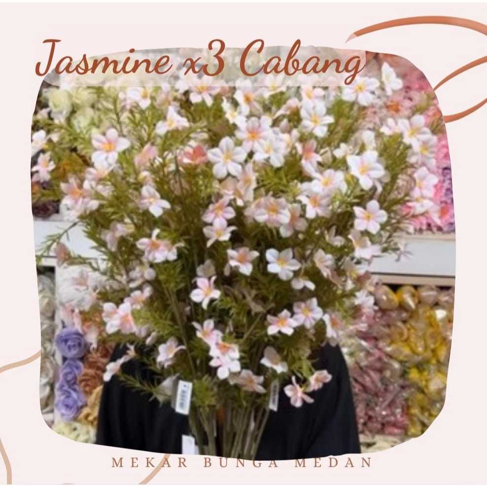 Jual (JB 62) - 90 CM BUNGA ARTIFISIAL Jasmine x4 Cabang Lebat Dekorasi ...