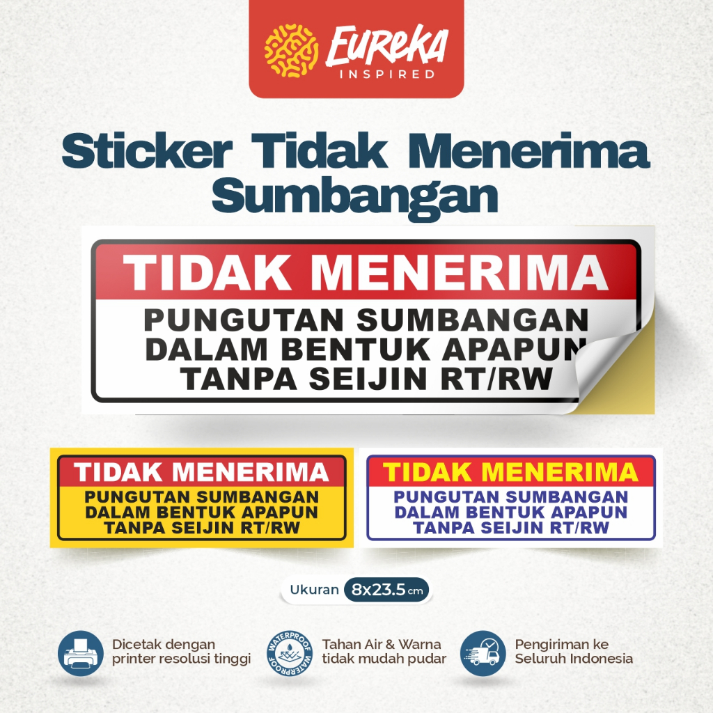 Jual Sticker Tidak Menerima Sumbangan Tanpa Seijin RT/RW | Shopee Indonesia