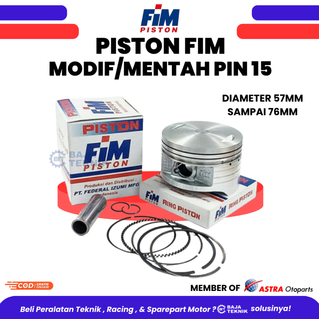 Jual FIM PISTON KIT MODIF MENTAH DOME PIN 15 | OVERSIZE STD 50 100 150 200 250 300 | OVERSIZE 57 ...