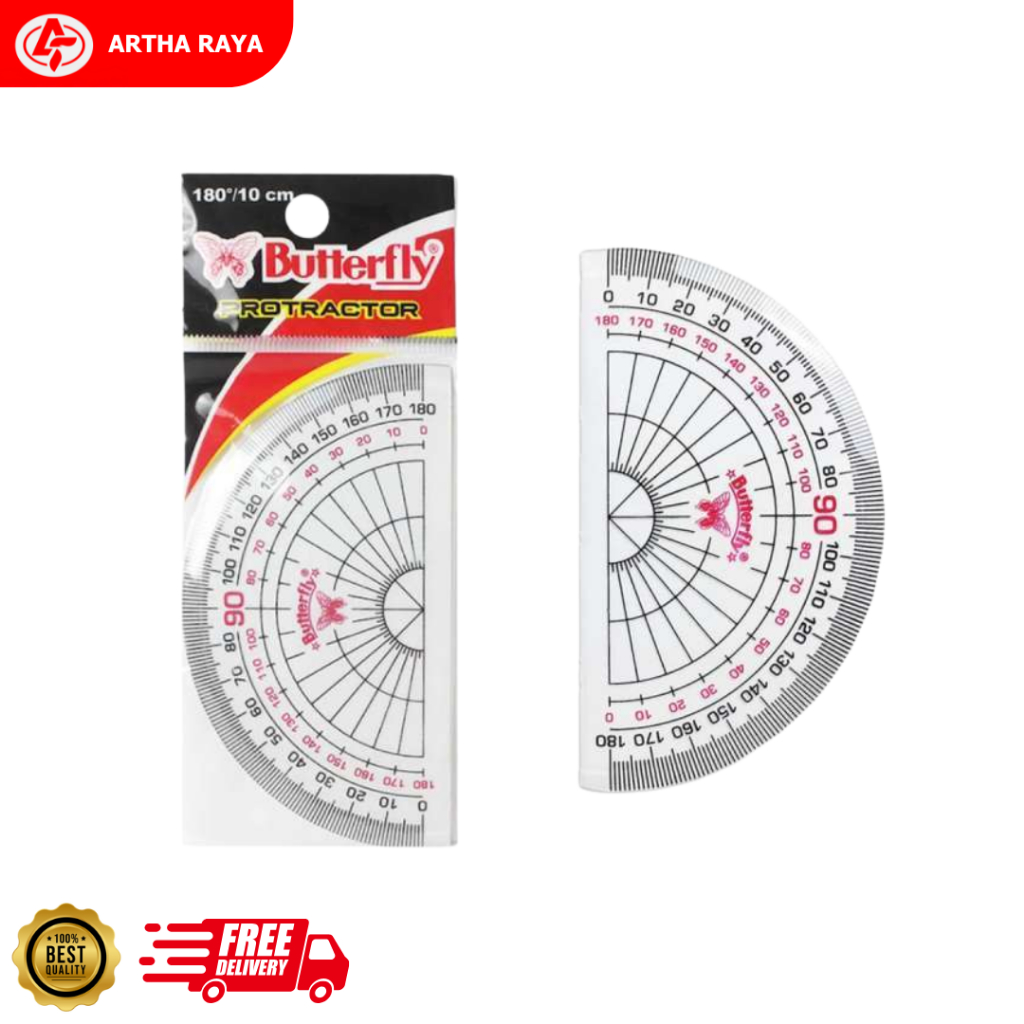 Jual Penggaris Mistar Busur Butterfly 180 Derajat | Shopee Indonesia