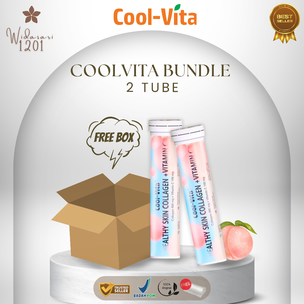Jual [2 Tube - 40 Tablet] FREE BOX Coolvita Collagen Effervescent Rasa Peach Untuk Kulit Glowing ...