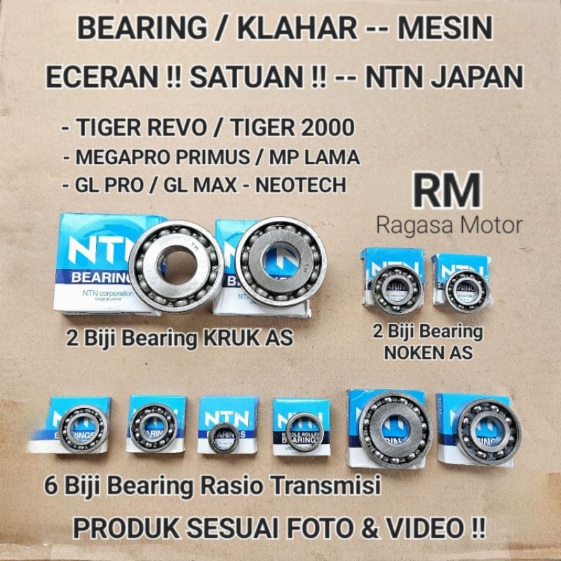 Jual ECERAN Bearing Laher NTN Fullset Mesin Rasio TIGER REVO TIGER 2000 MEGARPO PRIMUS MP GL PRO ...