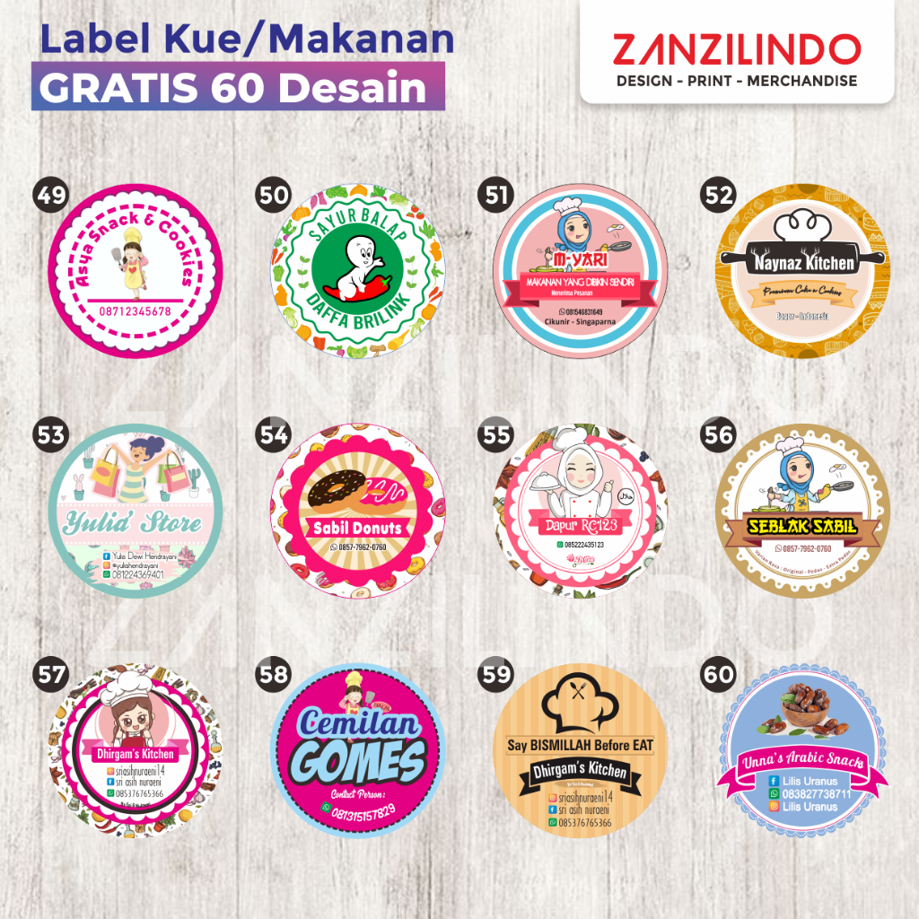 Jual Cetak Label Stiker Kiscut Kue Makanan Minuman Snack GRATIS DESAIN ...