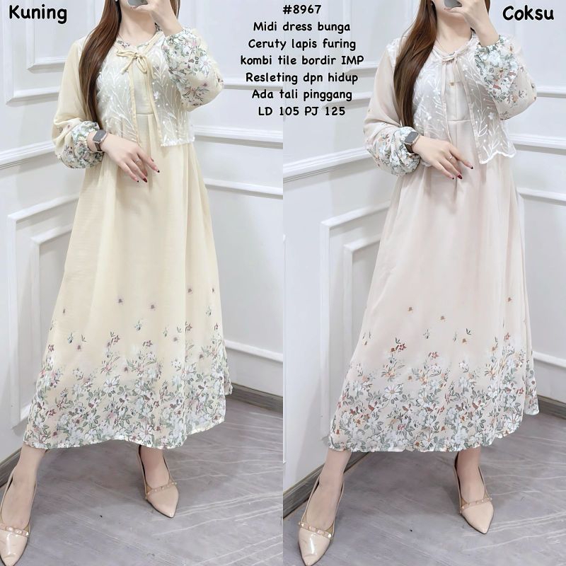 Jual 8967 Midi dress bunga DETAIL DI PICT | Shopee Indonesia