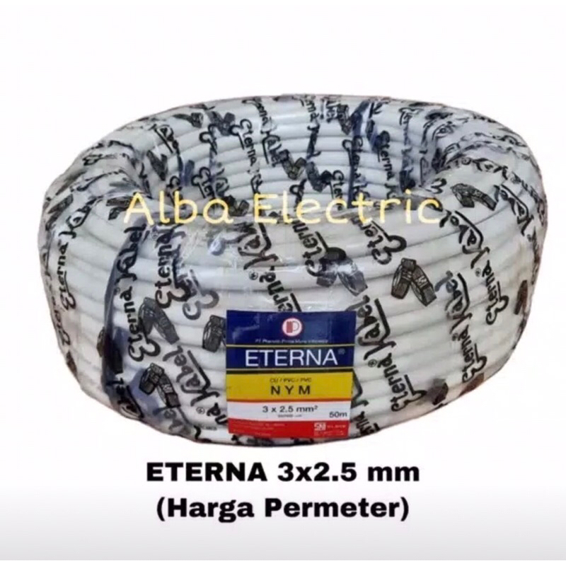 Jual Jual Meteran/Eceran/Potongan - Kabel Eterna Tembaga ( Kabel Eterna 3x2,5mm ) NYM Kawat ...