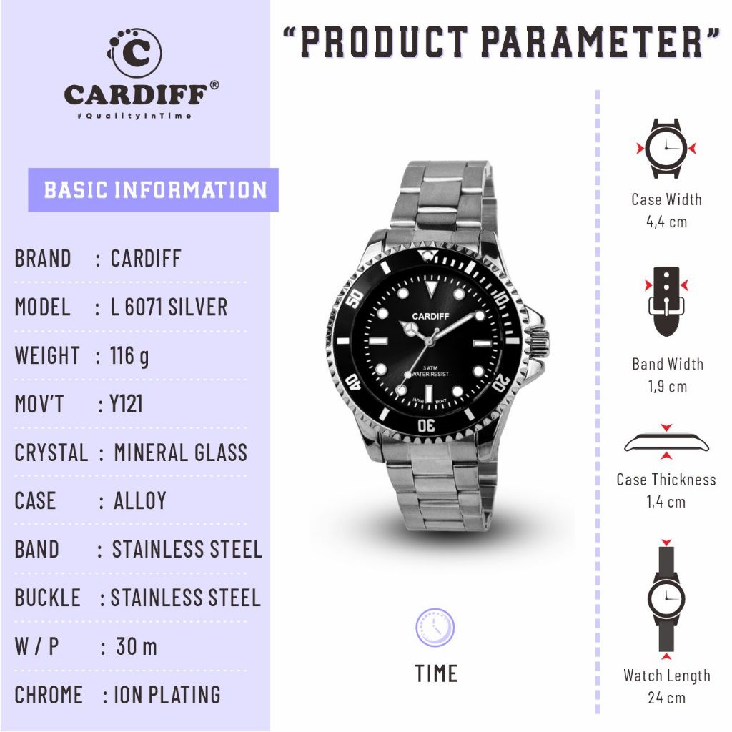 Jual CARDIFF Analog Rantai L 6071 Jam Tangan Analog Pria Tanpa Tanggal | Shopee Indonesia