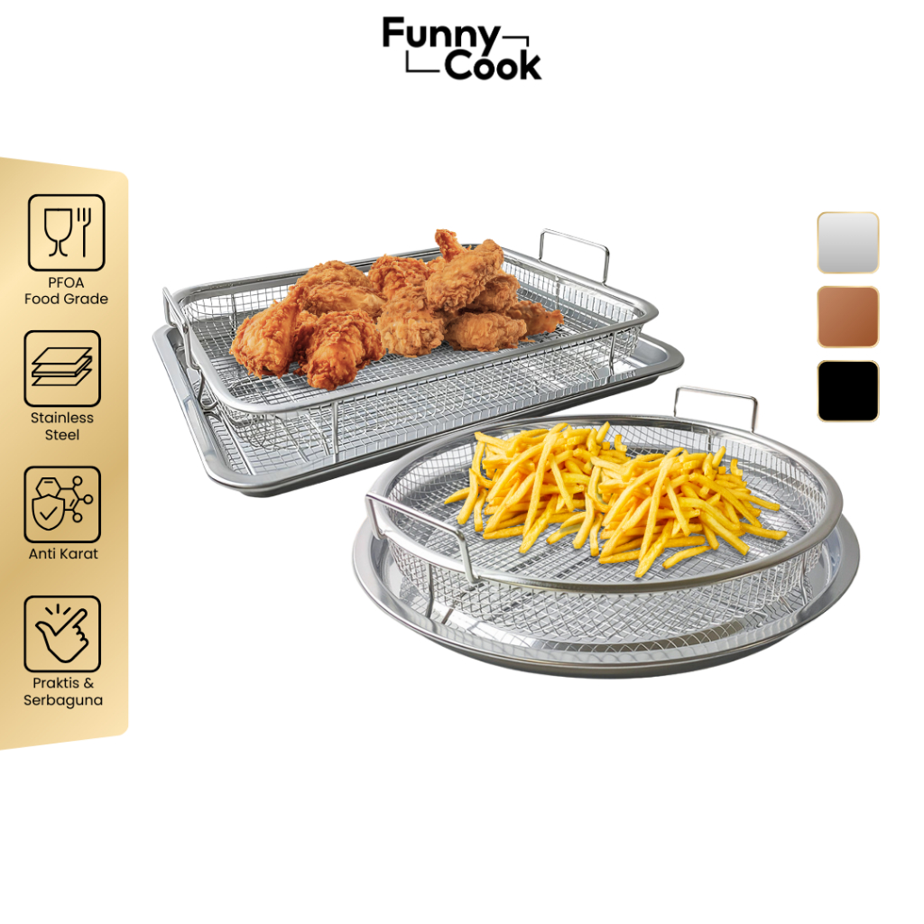 Jual FUNNYCOOK Cooling Rak Dan Wadah Minyak Stainless Peniris Makanan ...