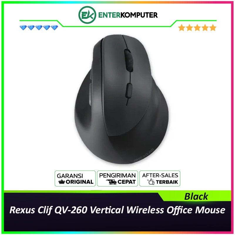 Jual Rexus Clif QV-260 Vertical Wireless Office Mouse - Black | Shopee ...