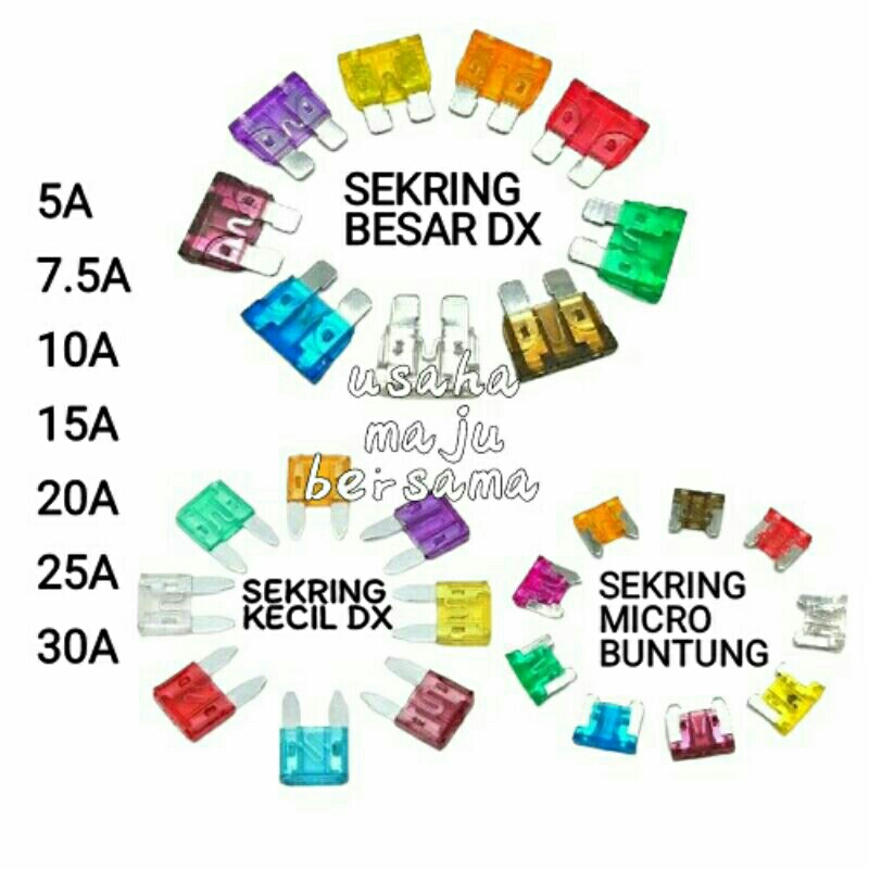 Jual [1pcs] Sekring Sikring Fuse DX Tusuk Tancap Besar/Kecil/Micro Mini Mobil Motor 7,5A 10A 15A ...