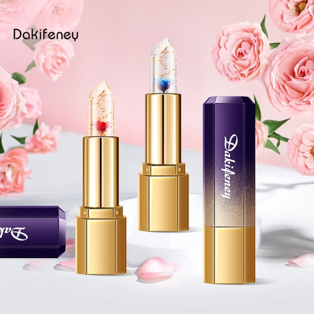 Jual DAKIFENEY Lipstik Bunga Pengubah Warna Foil Emas Jelly Lipstick ...