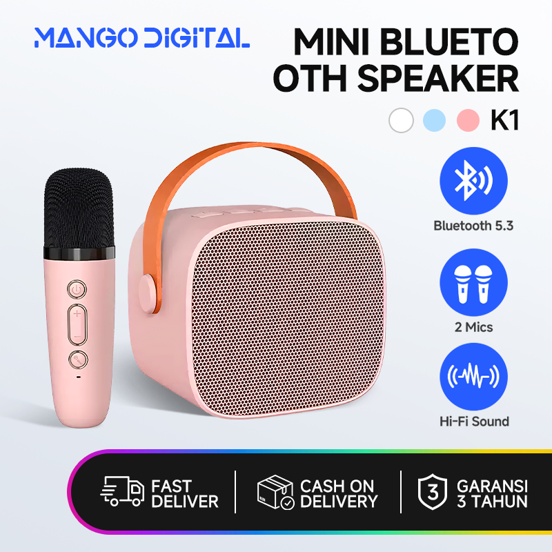 Jual Speaker Mini Bluetooth 2 mic 1 Karaoke Bluetooth 5.3 Set Mini Full Bass Portable Wireless ...