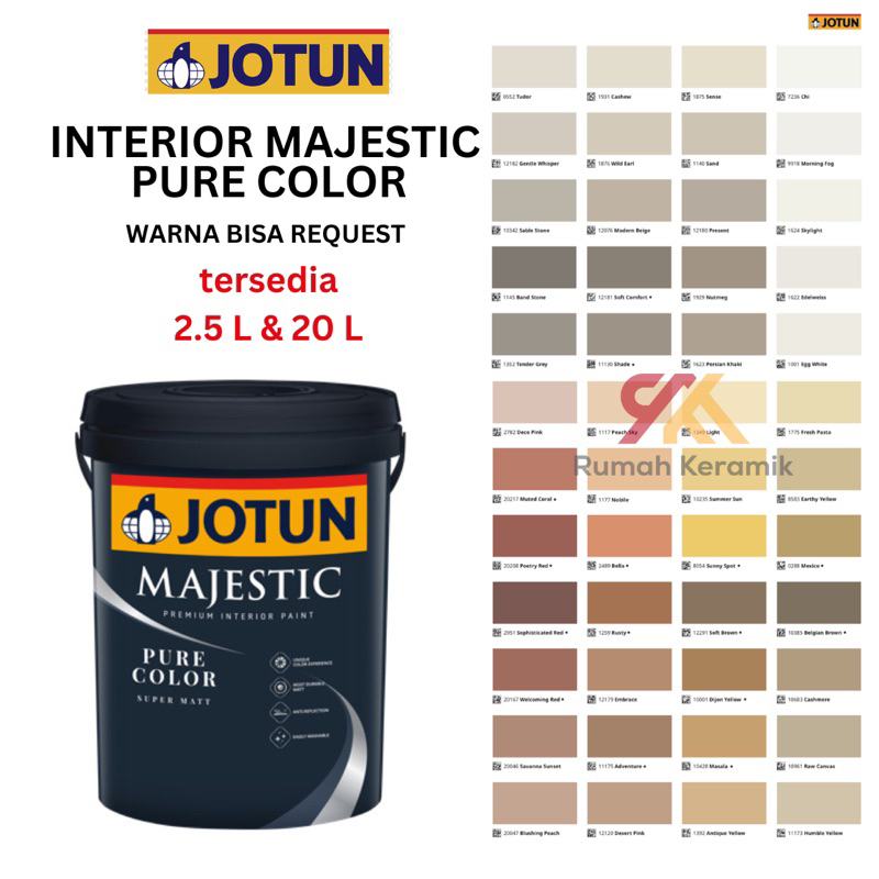 Jual MAJESTIC PURE COLOR Jotun Interior MATT 20 L | Cat Tembok Interior DOFF / Cat tembok ...