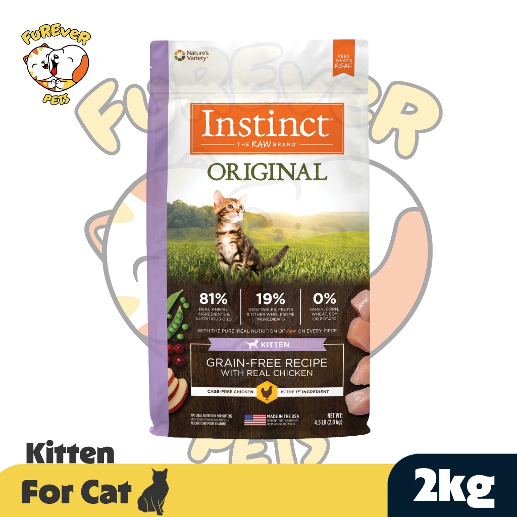Jual Instinct Original Grain-Free with Real Chicken Recipe for Kittens Dry Cat Food - 2kg (4.5LB ...