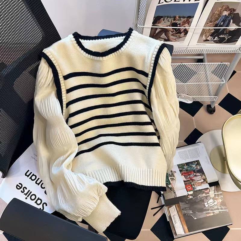 Jual GS - Blouse Rajut Salur | Atasan RAJUT Lengan Panjang | Baju knitwear Wanita korea Salur ...