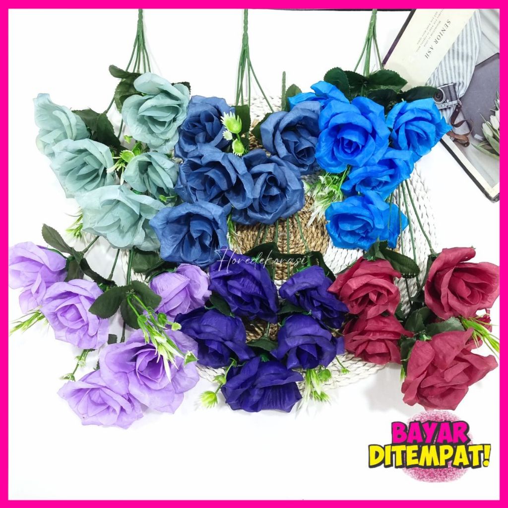 Jual Bunga Rose Tropis Termurah Cabang 5 Artificial Premium Mawar ...