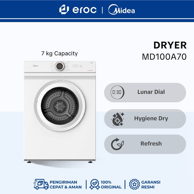 Jual MIDEA Tumble Dryer Kapasitas 7 Kg Model MD100A70 - Mesin Pengering ...