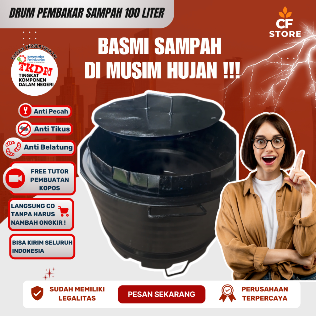 Jual Alat pemusnah sampah kering, DRUM BAKARAN 100 LITER MINIM ASAP ...
