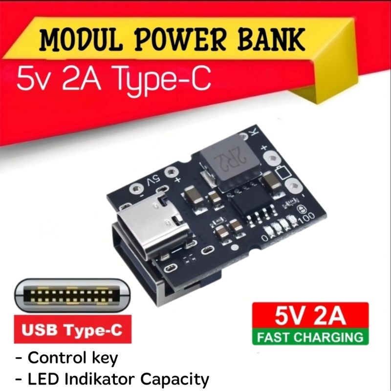 Jual Kit Modul Power Bank USB Type-C Fast Charger Boost Step Up 2A 5V ...