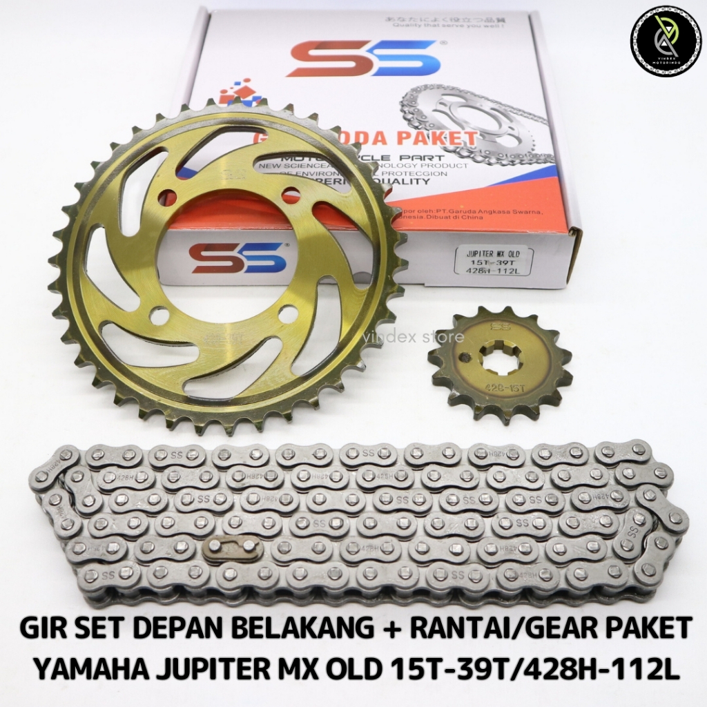 Jual GEAR PAKET GIR SET RANTAI JUPITER MX OLD LAMA 15T-39T / 428H-112L ...